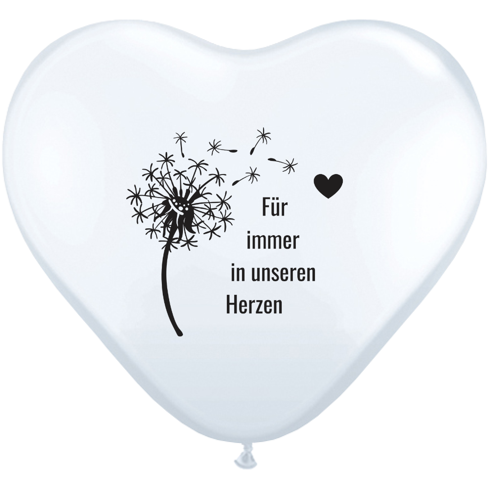 Herzballons bedrucken – Trauer – Für immer in unserem Herzen - printballoon
